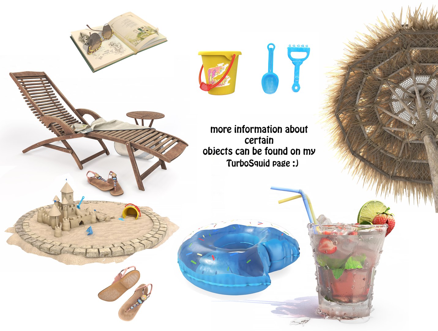 Summer Beach Set 3D Model - TurboSquid 1381853