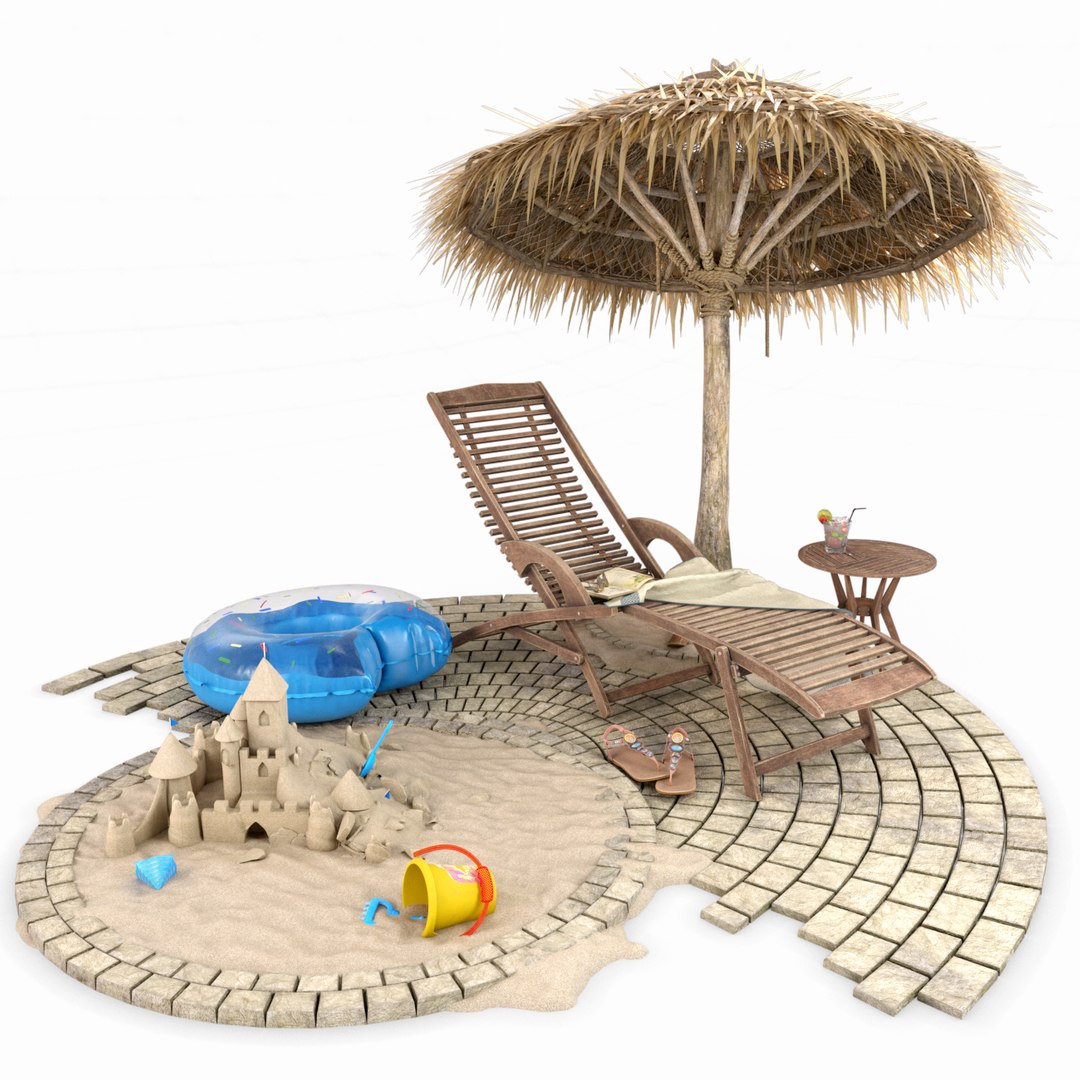 Summer Beach Set 3D Model - TurboSquid 1381853