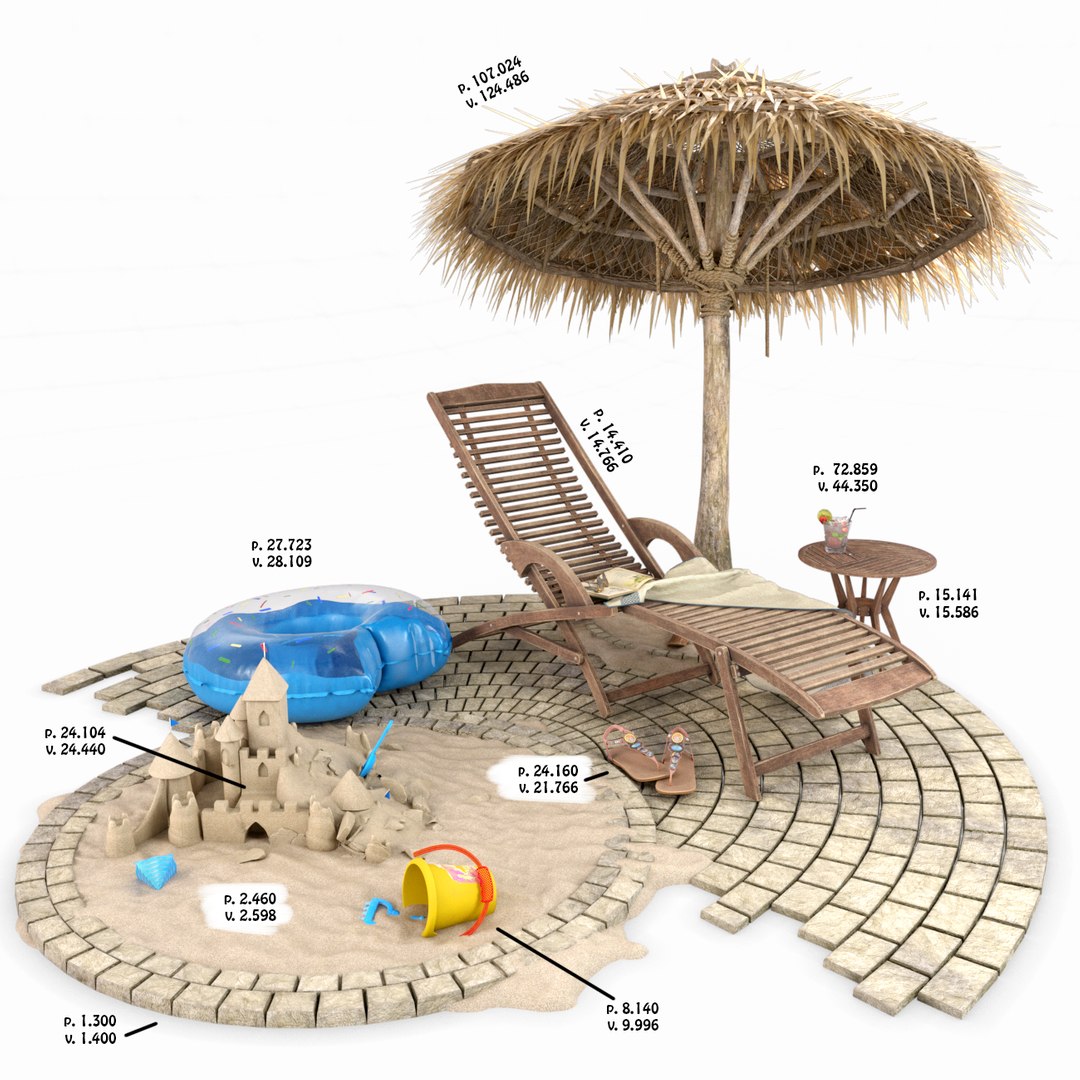 Summer Beach Set 3D Model - TurboSquid 1381853