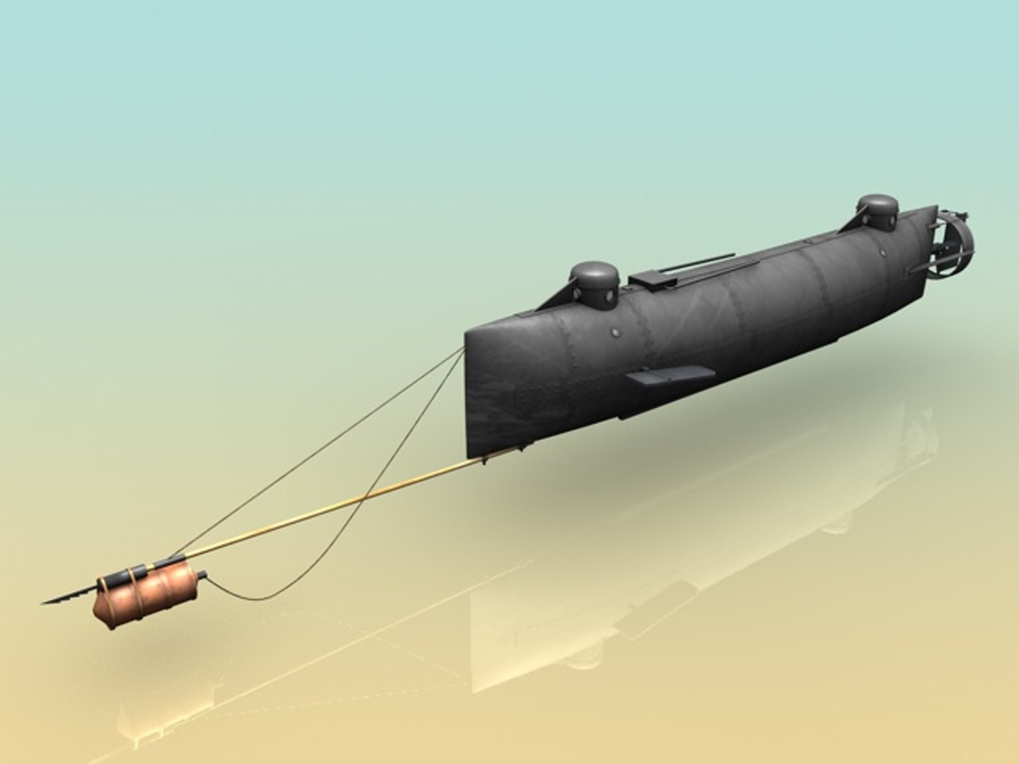 3d H L Hunley Submarine