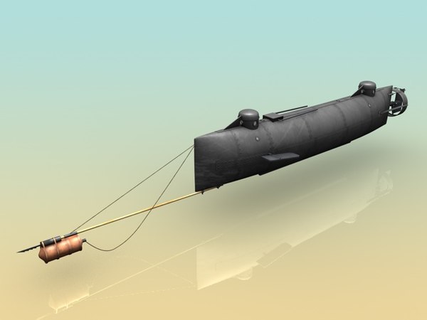 3d h l hunley submarine