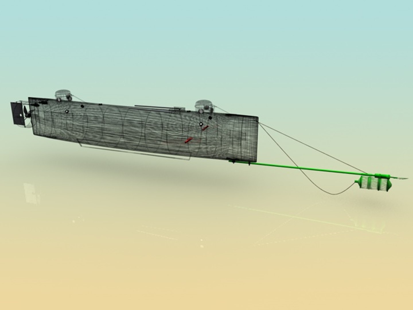 3d h l hunley submarine