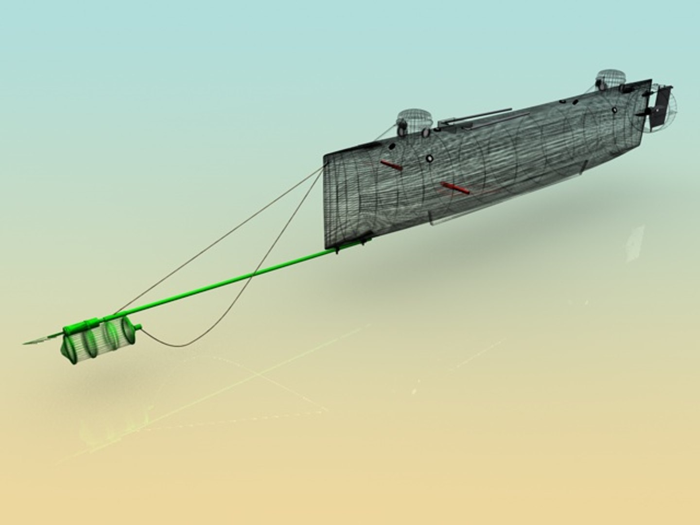 3d H L Hunley Submarine