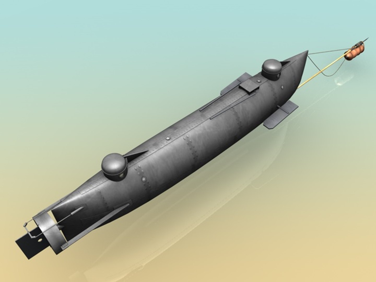 3d h l hunley submarine