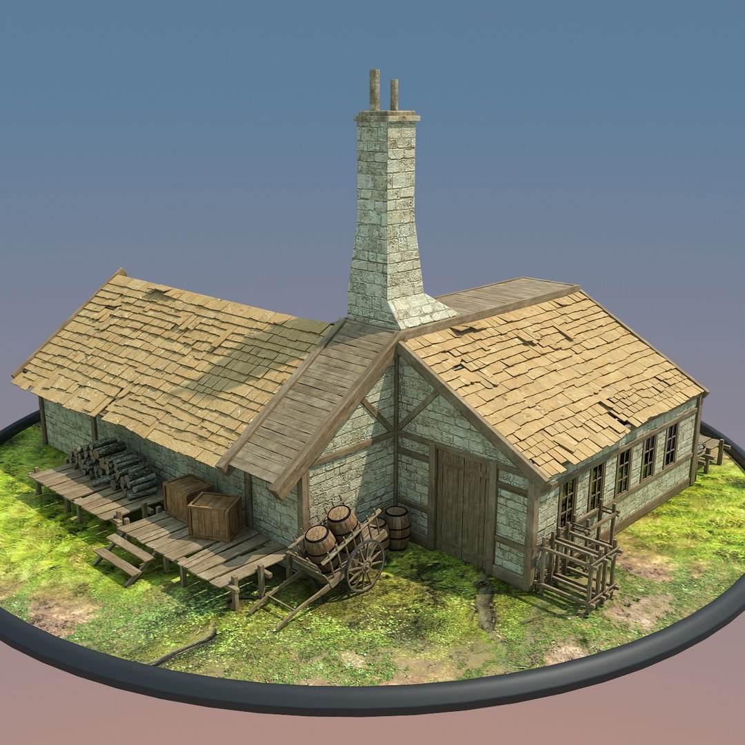 Medieval Blacksmith House Obj