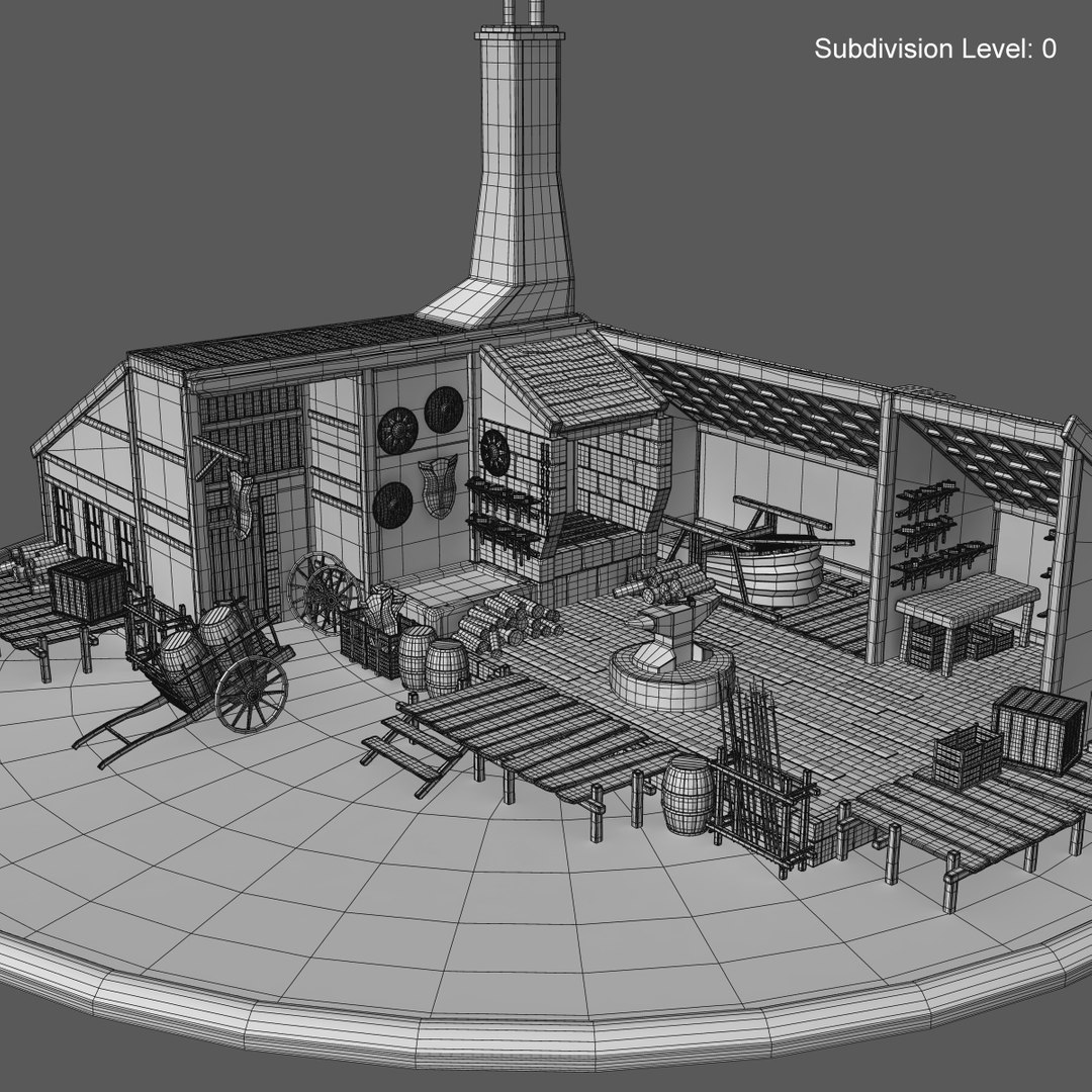 Medieval Blacksmith House Obj