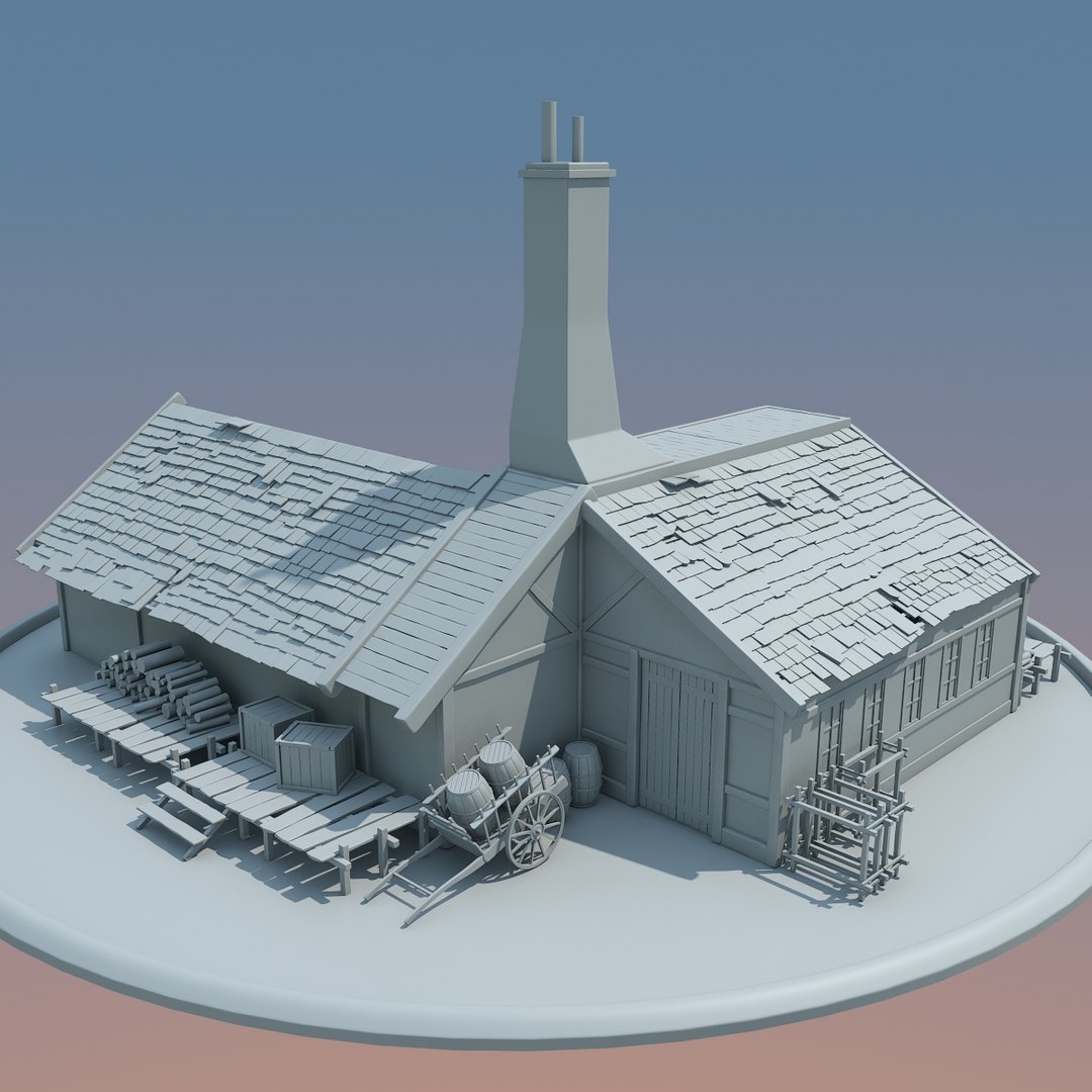 Medieval Blacksmith House Obj