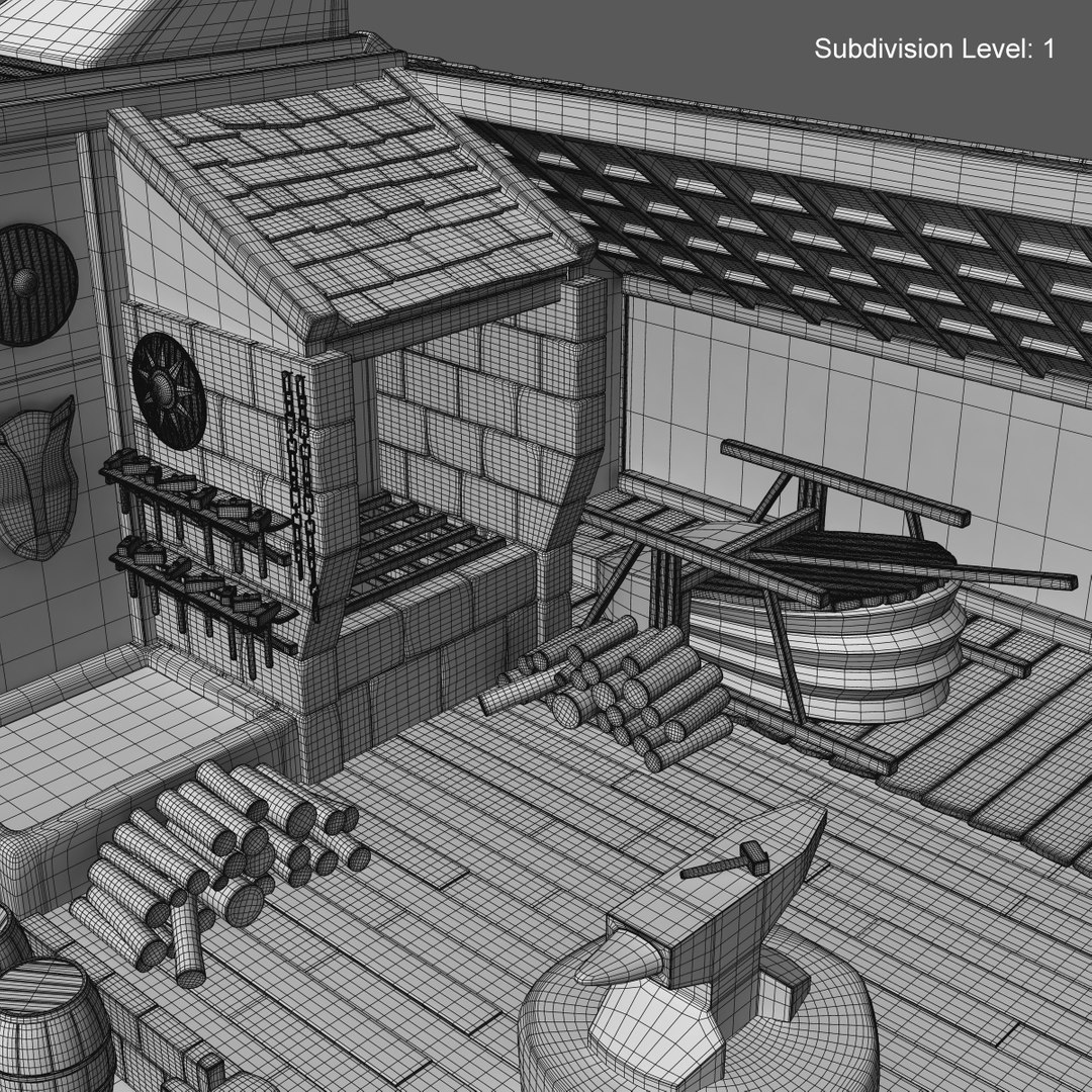 Medieval Blacksmith House Obj