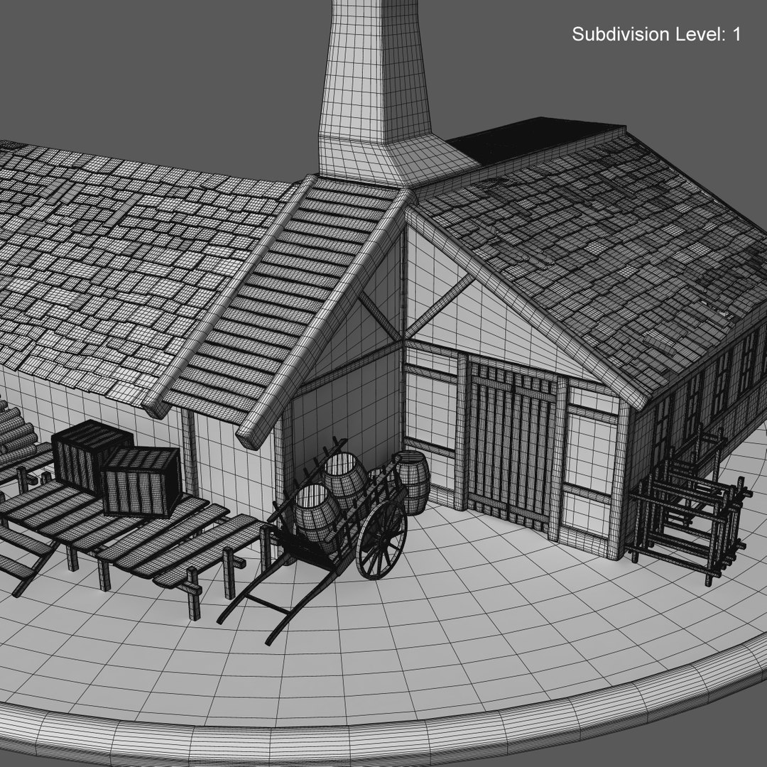 Medieval Blacksmith House Obj