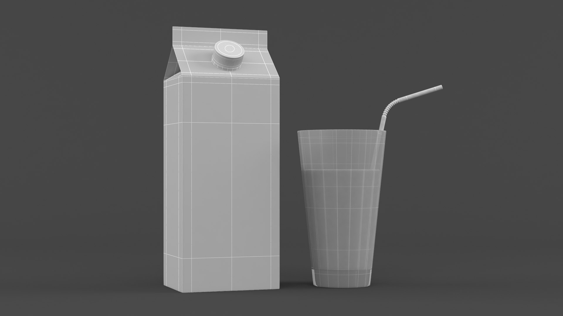 3D Milk Box With Glass - TurboSquid 2005271