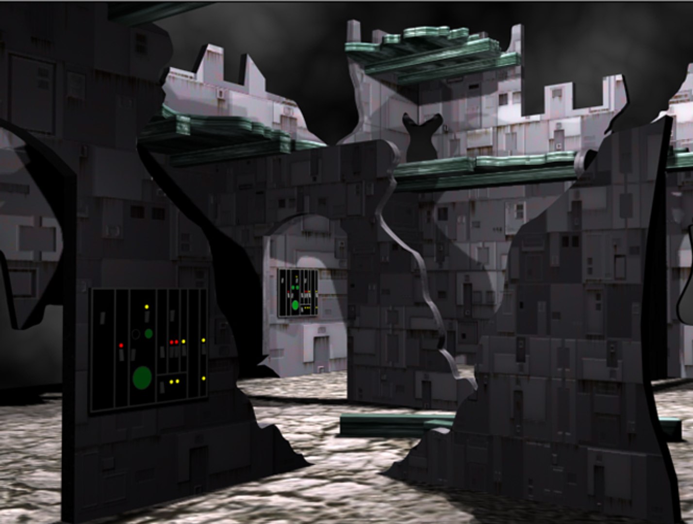 3d space building ruined
