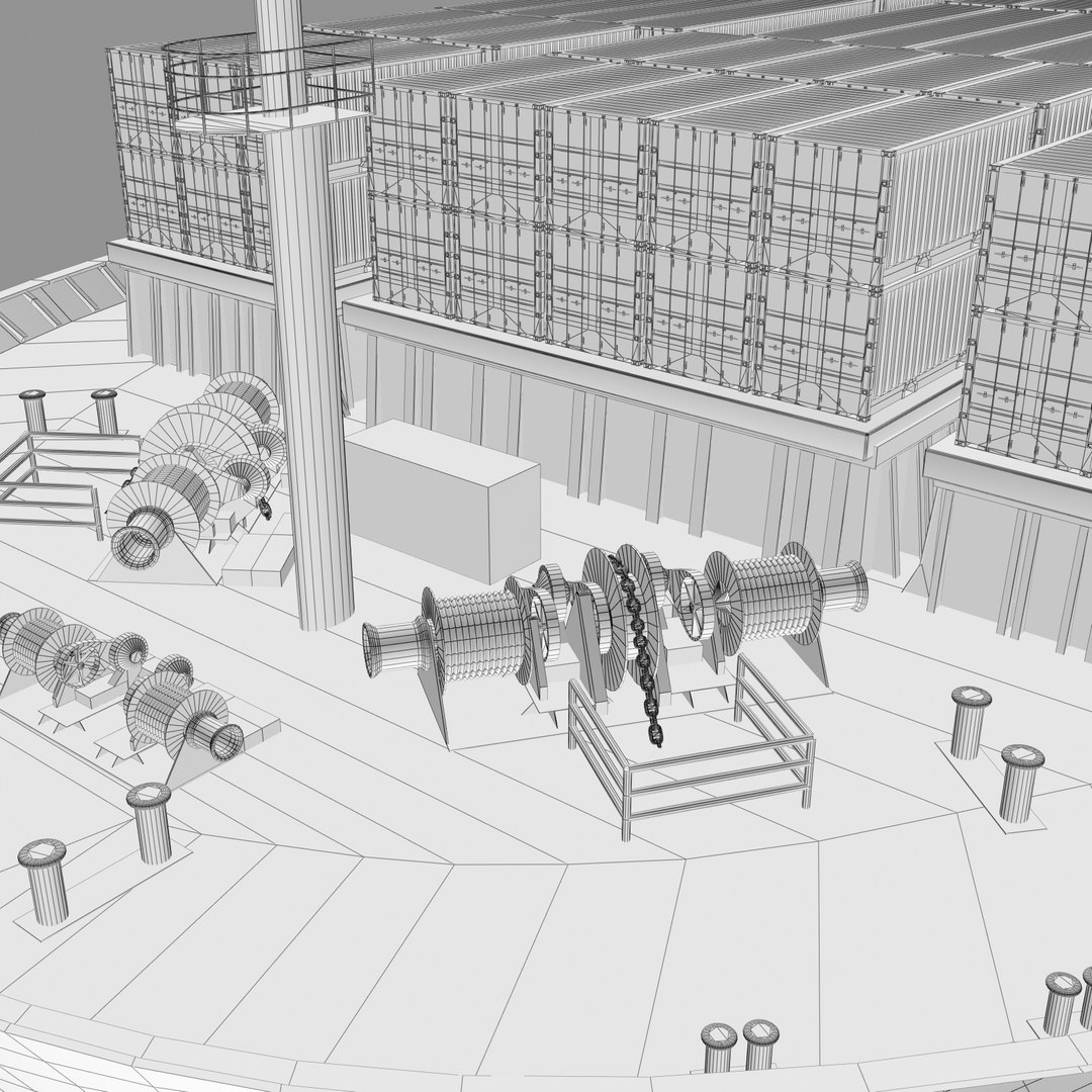 3d Container Ship Animation Model