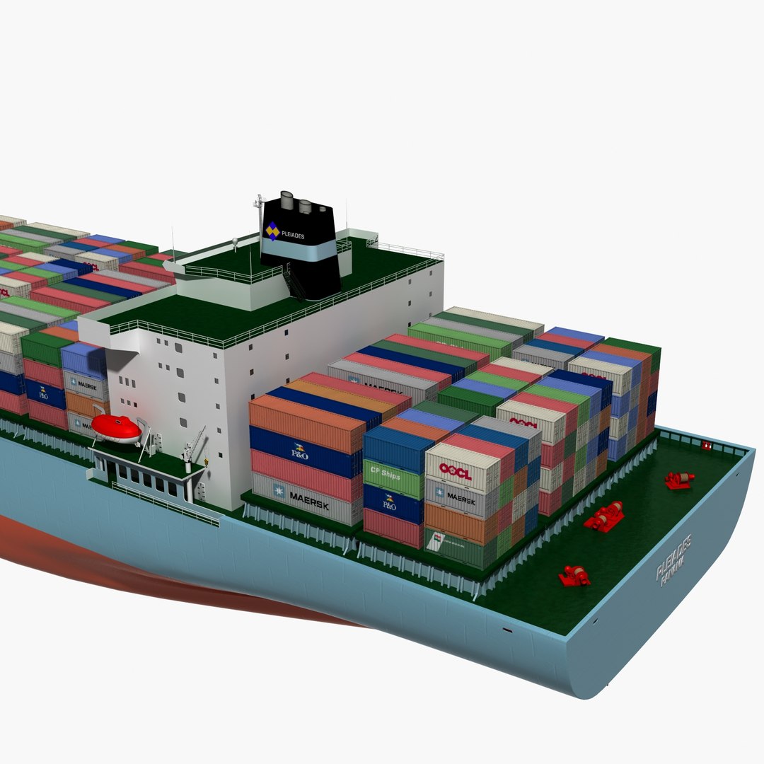 3d Container Ship Animation Model
