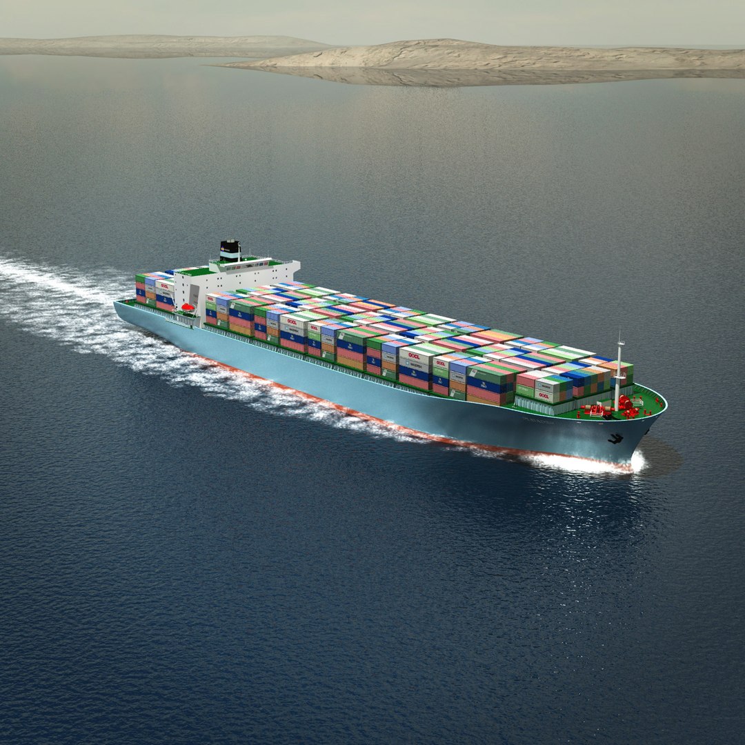 3d Container Ship Animation Model