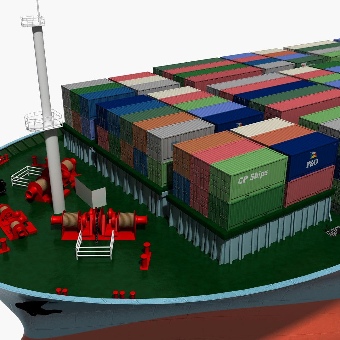 3d Container Ship Animation Model