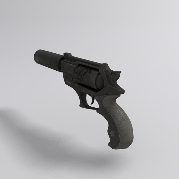 3d revolver modeled