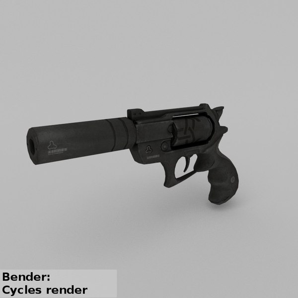 3d revolver modeled