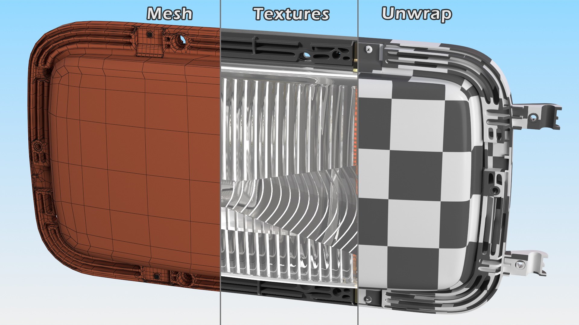 3D Left Rectangular Halogen H4 Truck Headlight model - TurboSquid 1834148