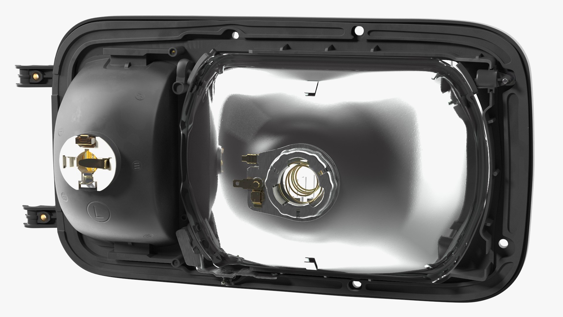 3D Left Rectangular Halogen H4 Truck Headlight model - TurboSquid 1834148