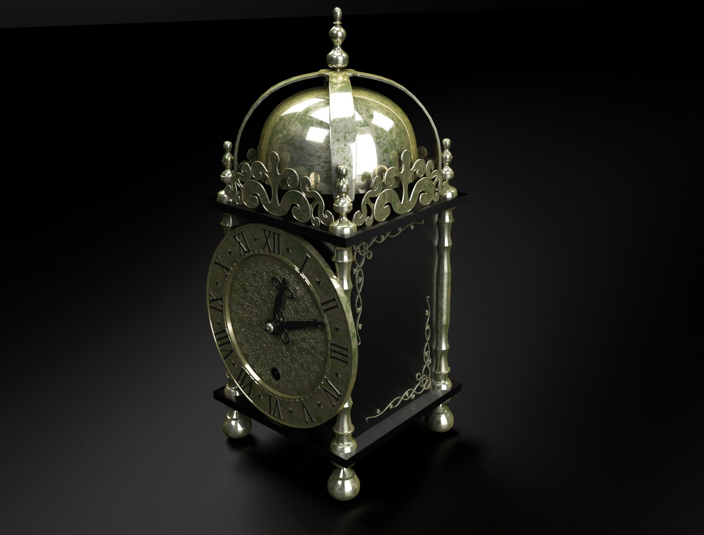 3d model antique table clock