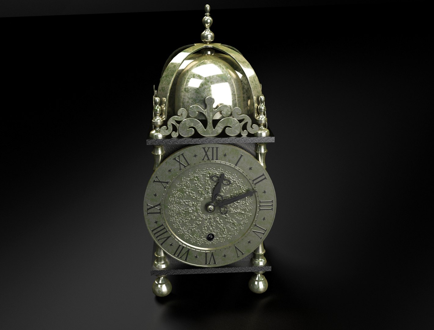 3d model antique table clock