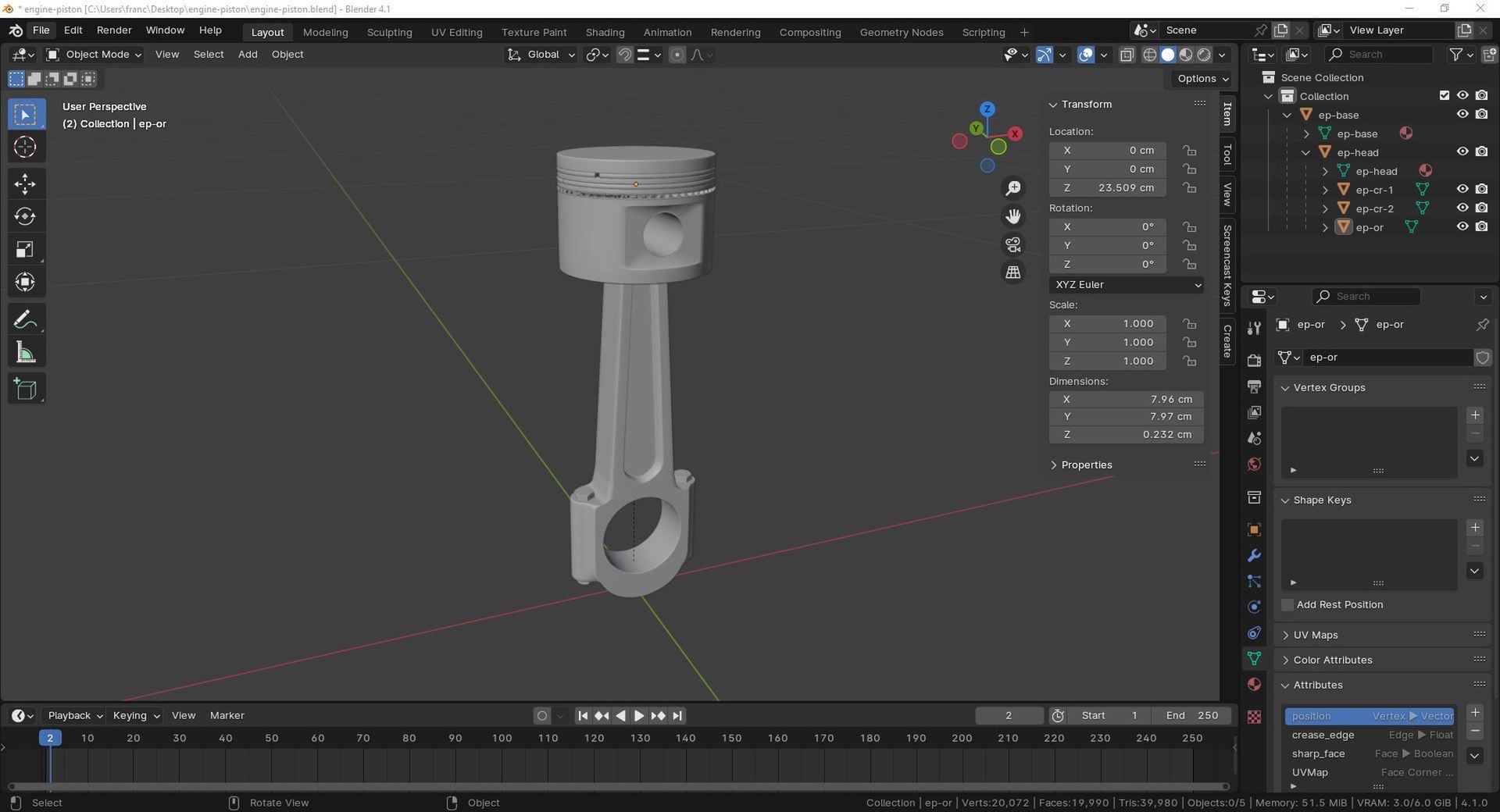 Engine Piston 3D Model - TurboSquid 2224945