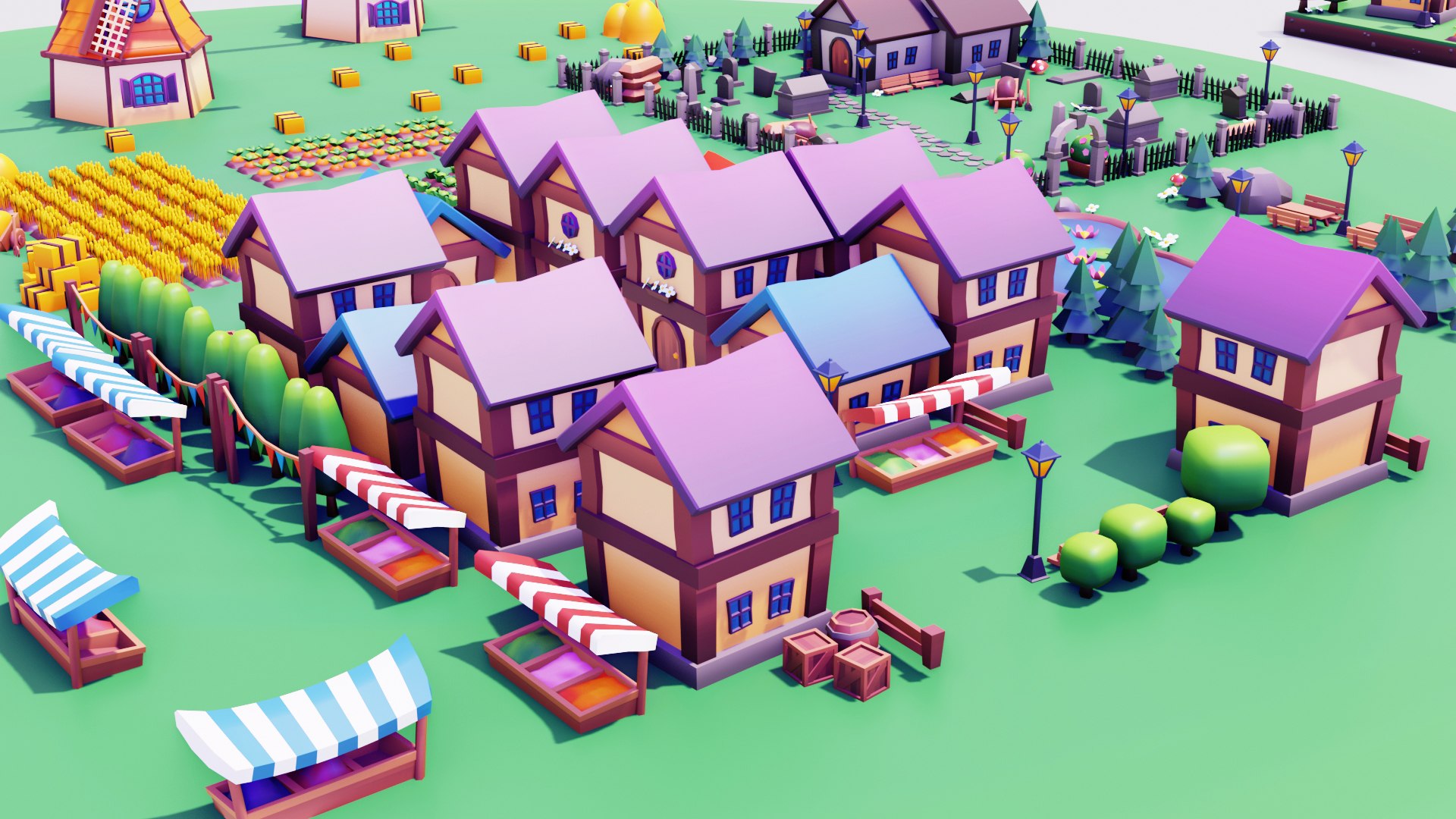 Low Poly Village Asset 3D - TurboSquid 1872576