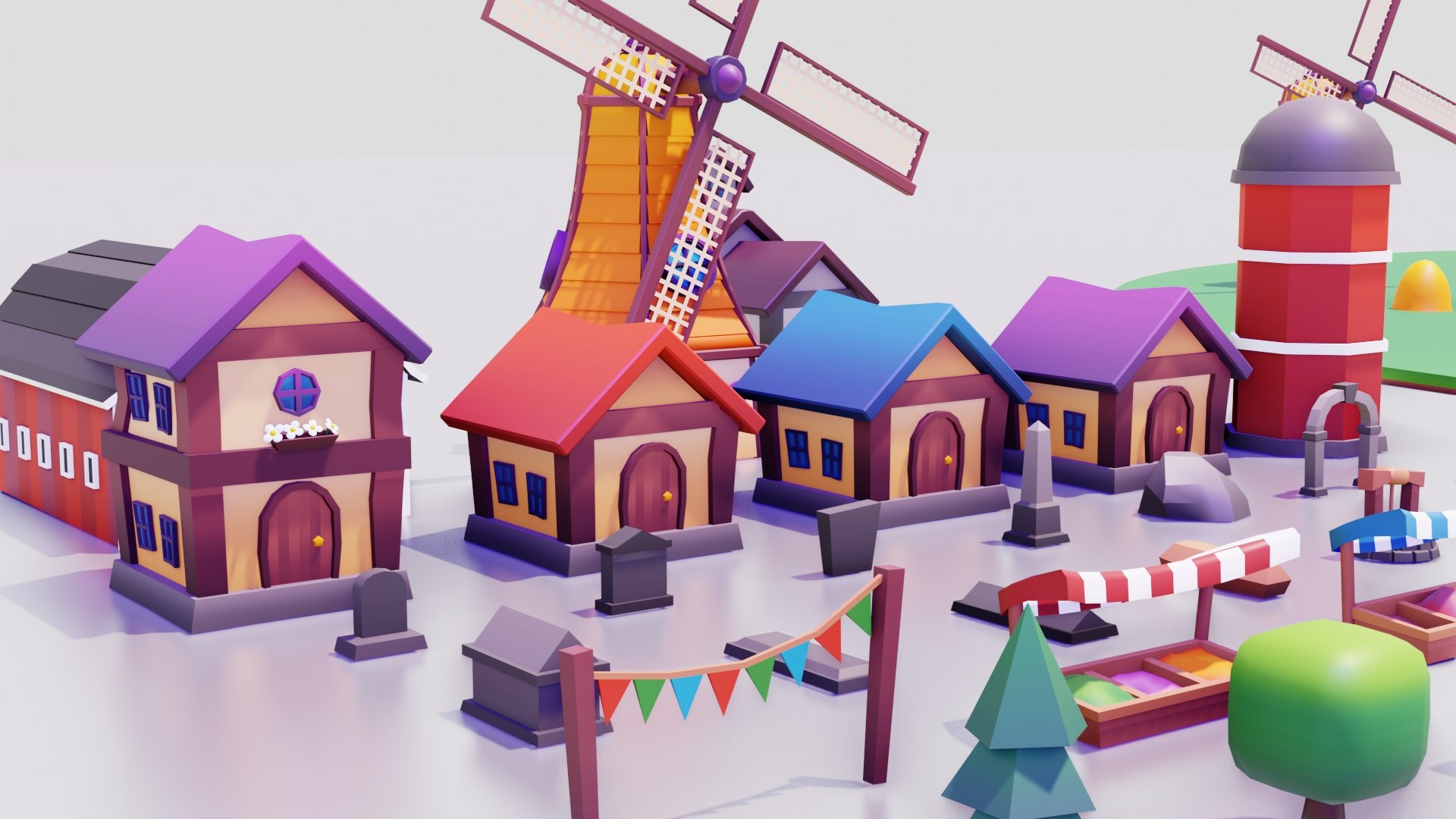 Low Poly Village Asset 3D - TurboSquid 1872576