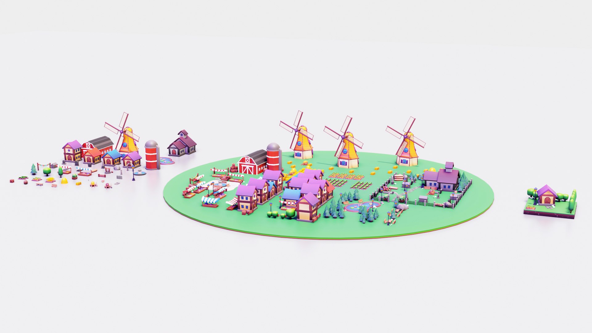 Low Poly Village Asset 3D - TurboSquid 1872576
