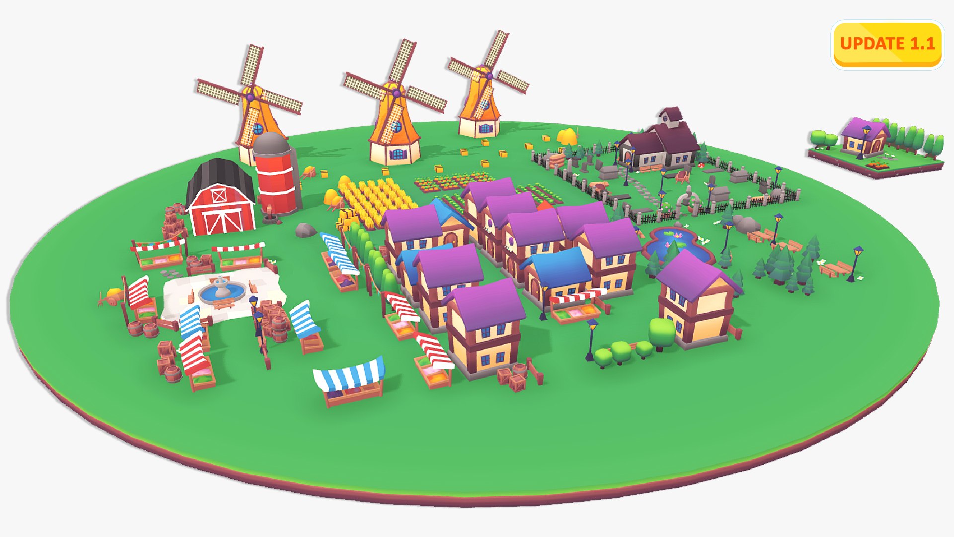 Low Poly Village Asset 3D - TurboSquid 1872576