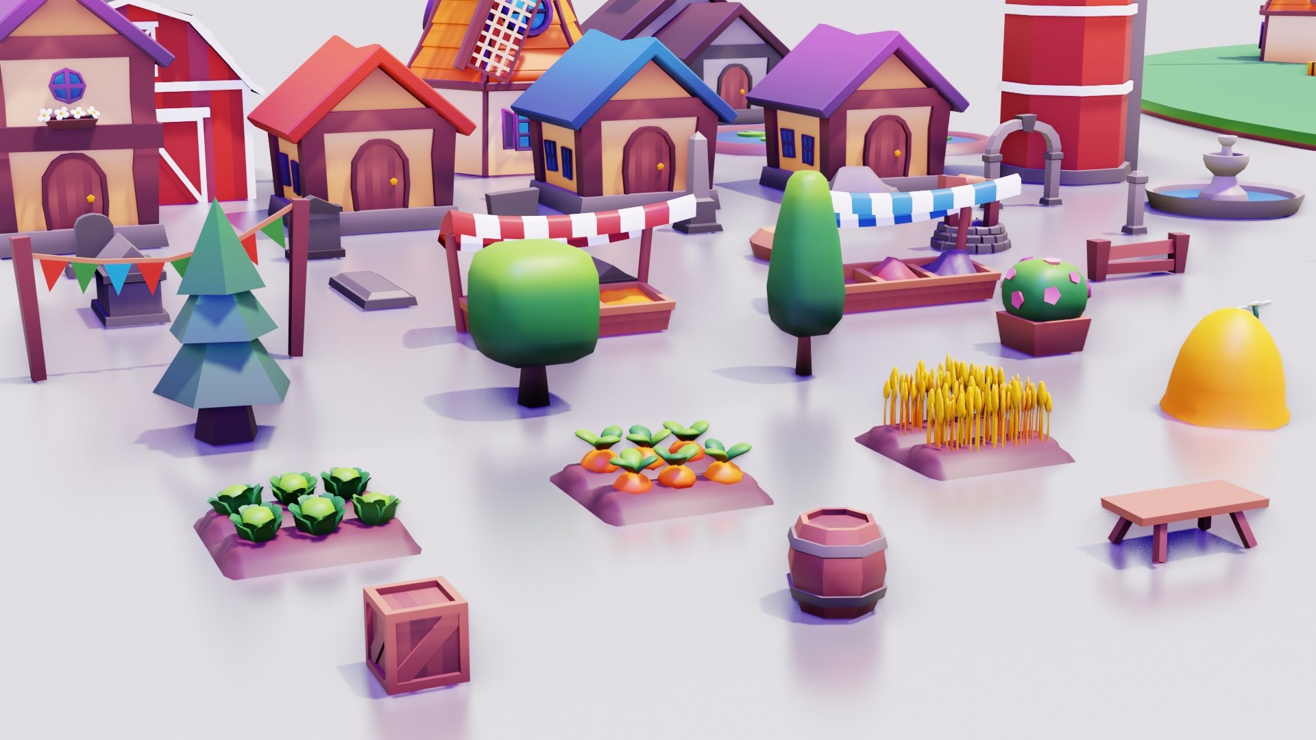 Low Poly Village Asset 3D - TurboSquid 1872576