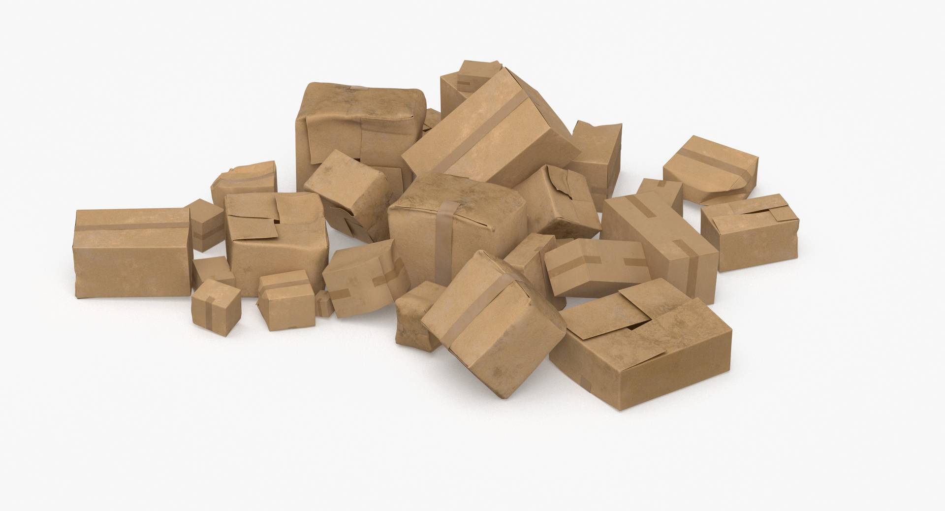 3D Cardboard Packages Pile Small Medium And Large1 Model - TurboSquid ...