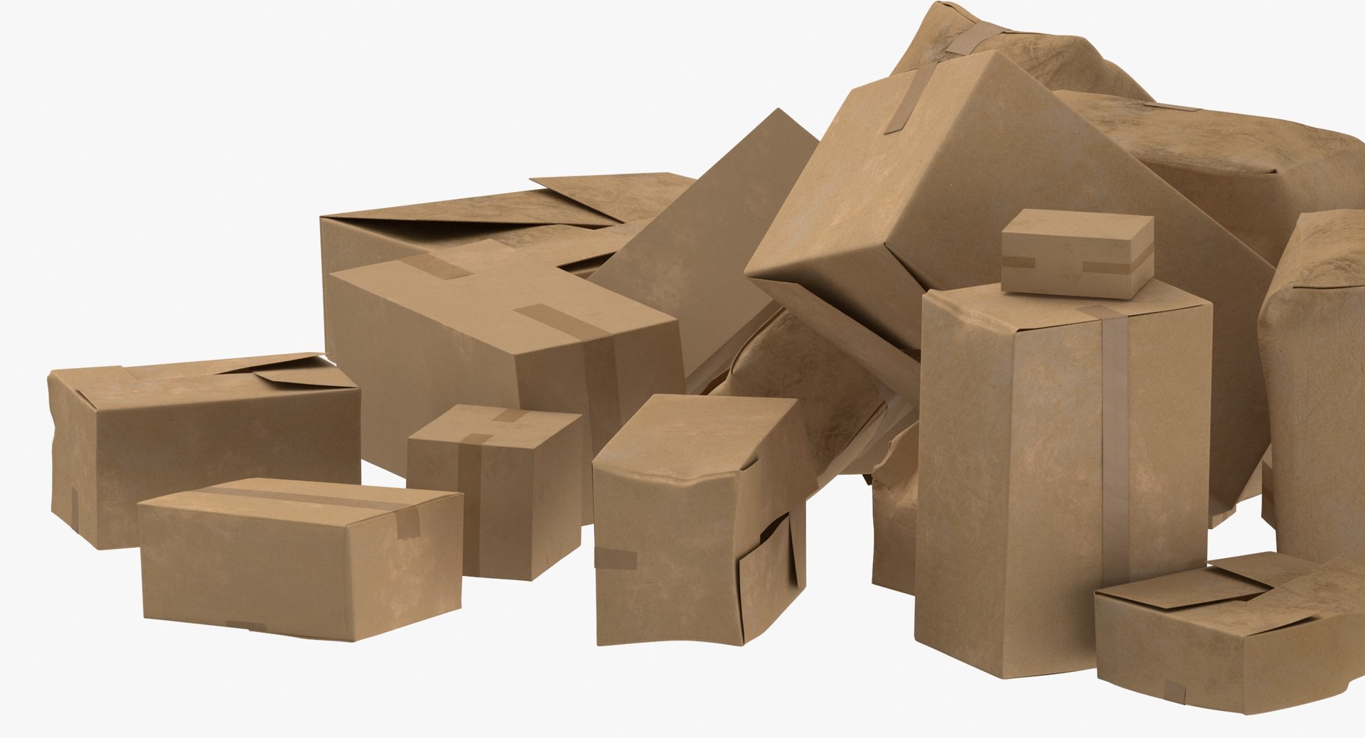 3D Cardboard Packages Pile Small Medium And Large1 Model - TurboSquid ...