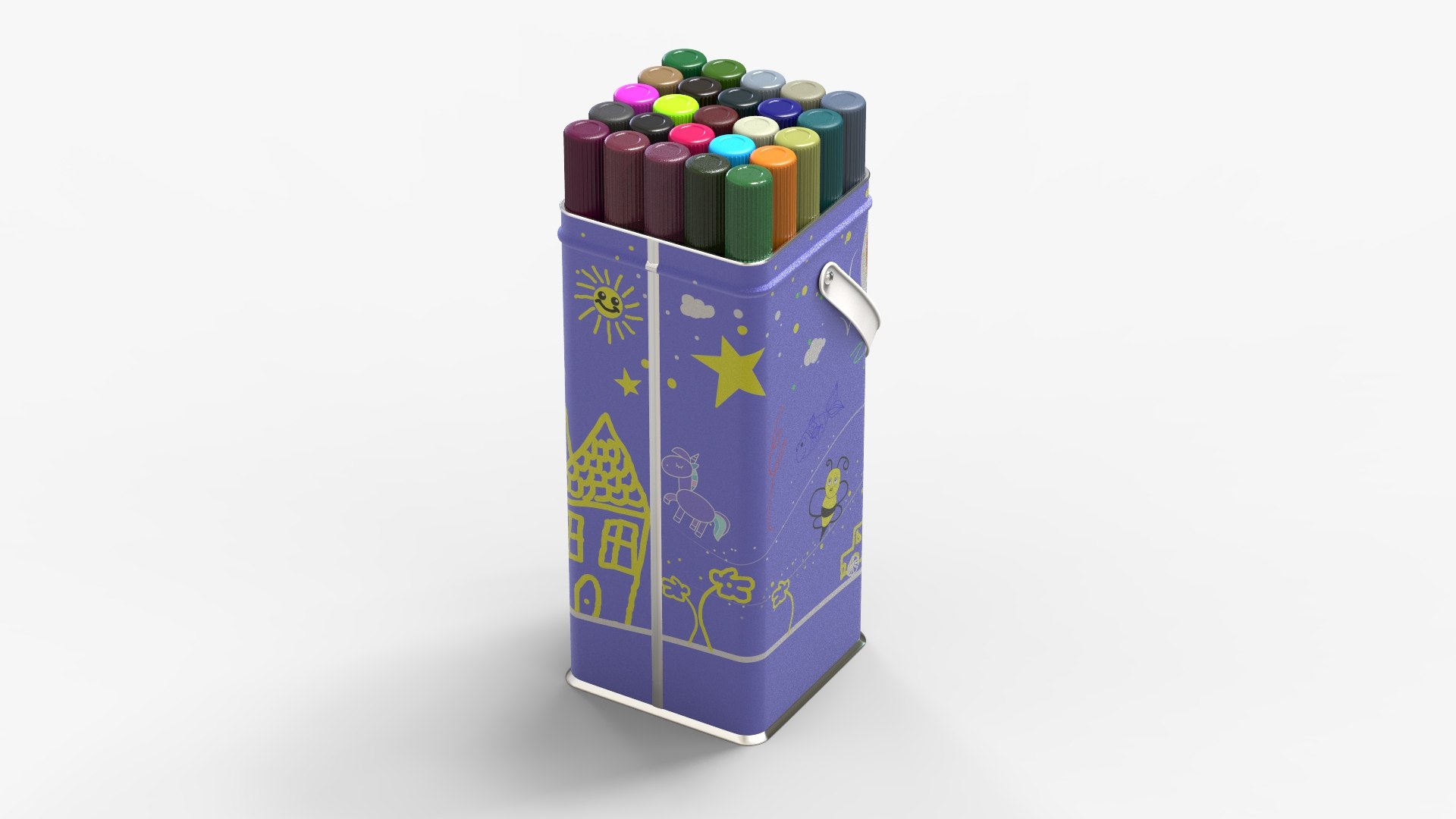 Felt Pens Box 3D Model - TurboSquid 1821872