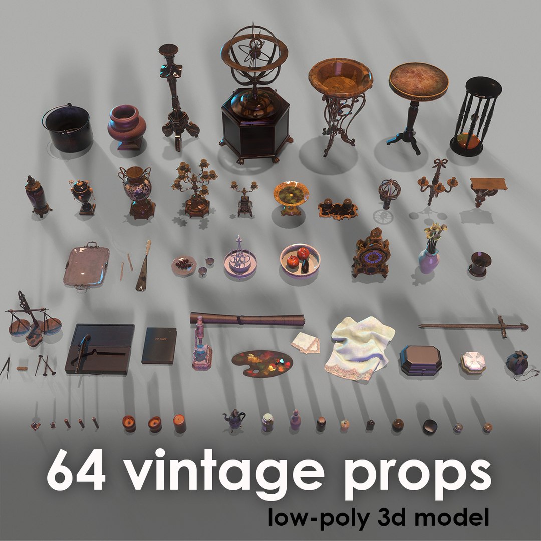 3D 64 Vintage Props For Home - TurboSquid 1967537