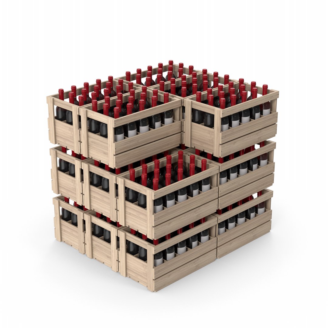 3D Wooden Crates And Wine Bottles - TurboSquid 2122952