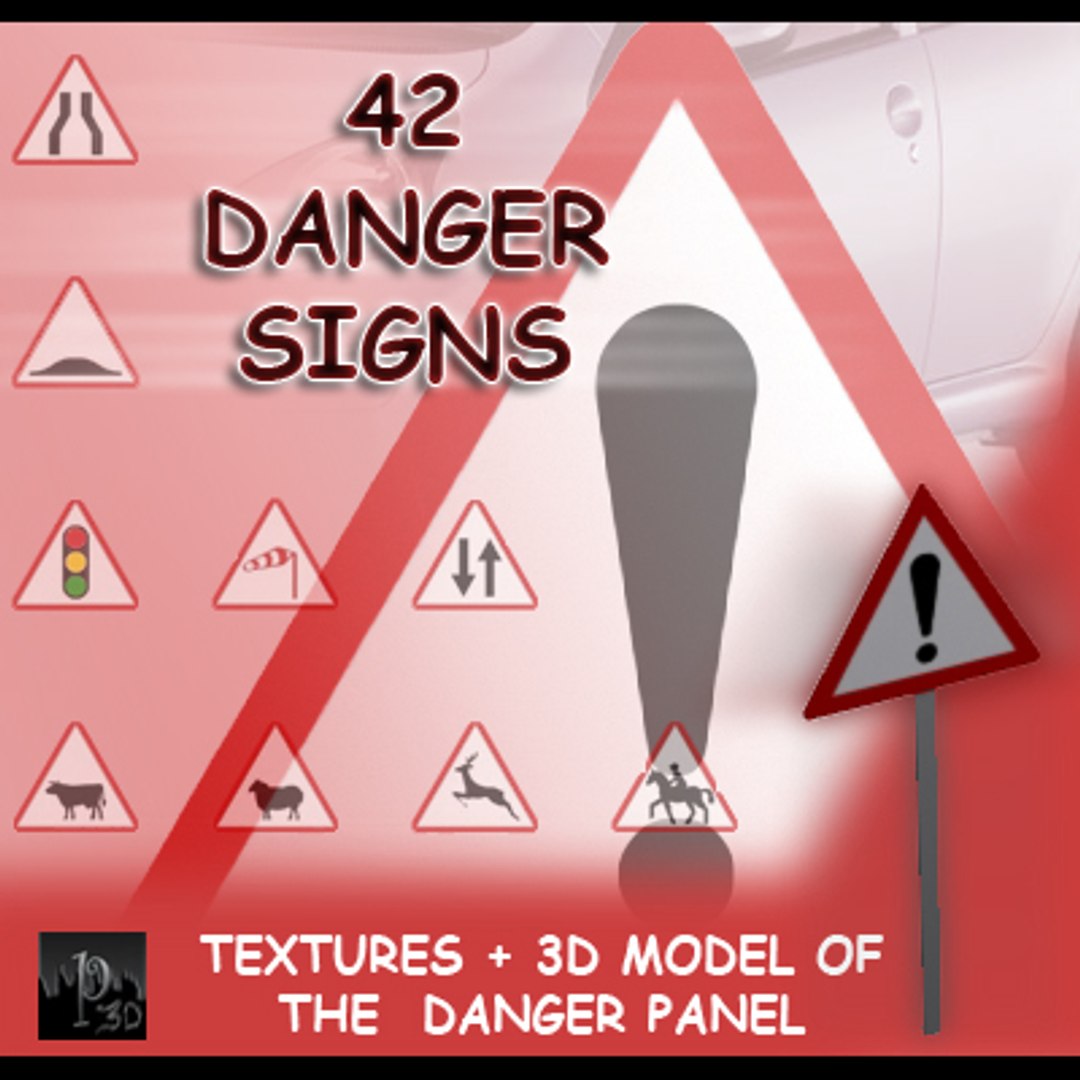 danger signs 42 3d model
