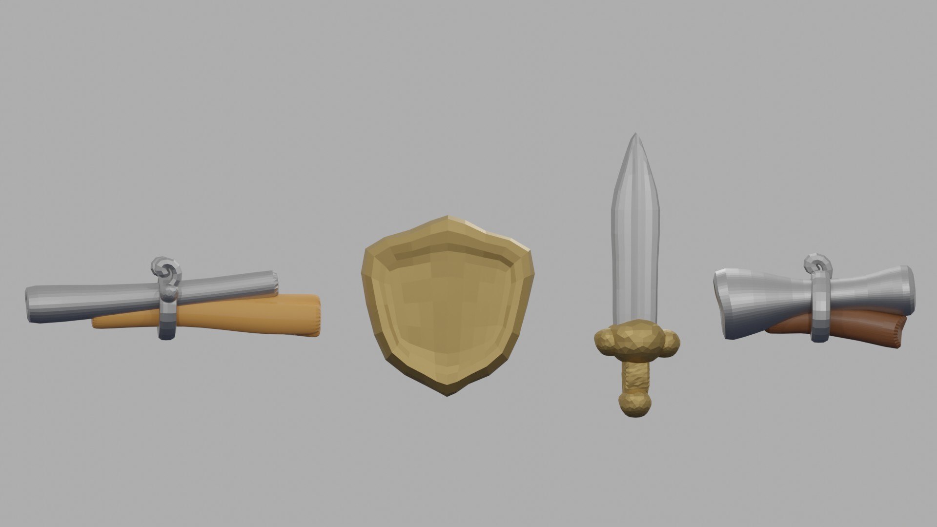 Medieval RPG Fantasy Stylized Weapons In Cartoon Style 12 Items Low ...