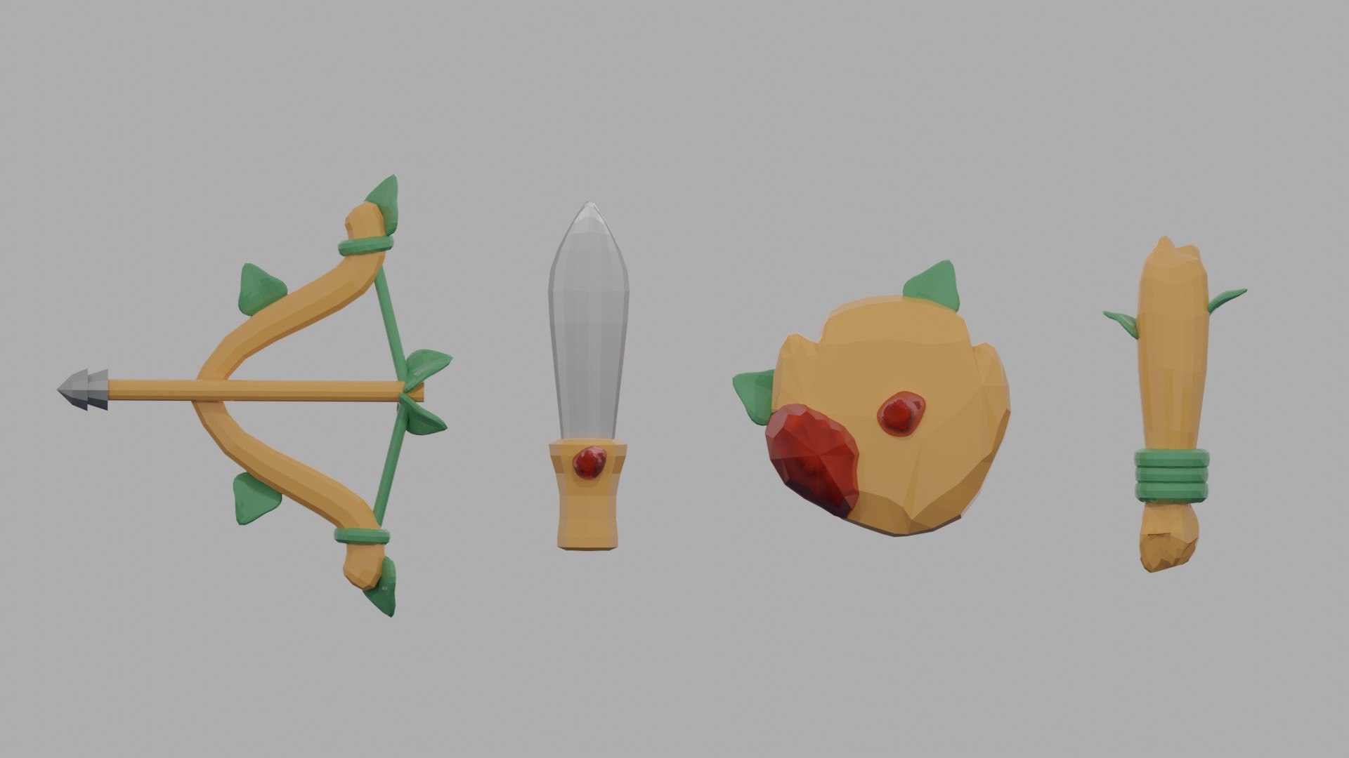 Medieval RPG Fantasy Stylized Weapons In Cartoon Style 12 Items Low ...