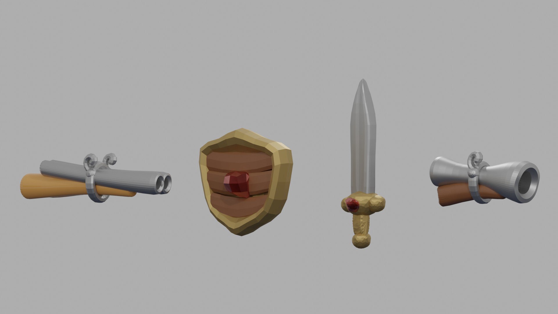 Medieval RPG Fantasy Stylized Weapons In Cartoon Style 12 Items Low ...