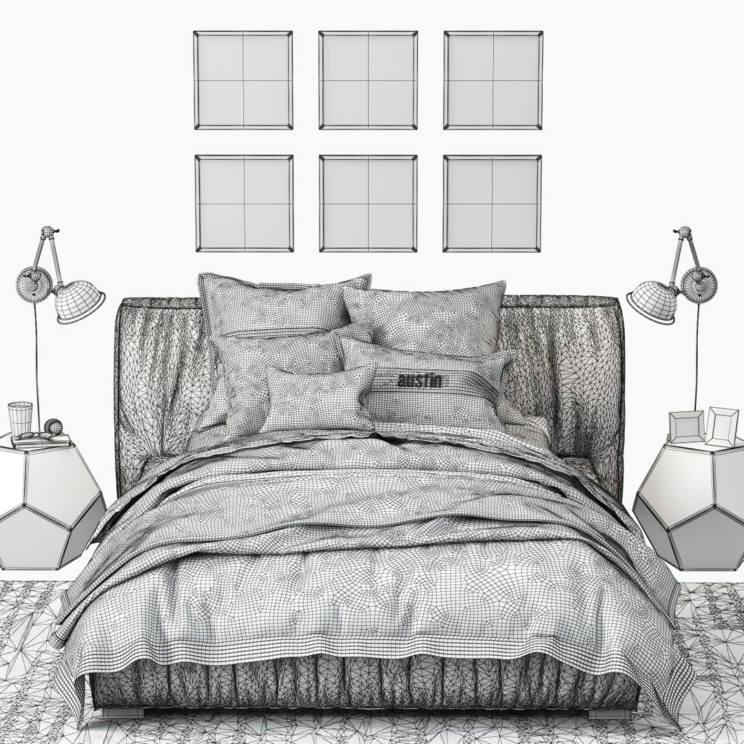 Sona Upholstered Platform Bed 3d Max