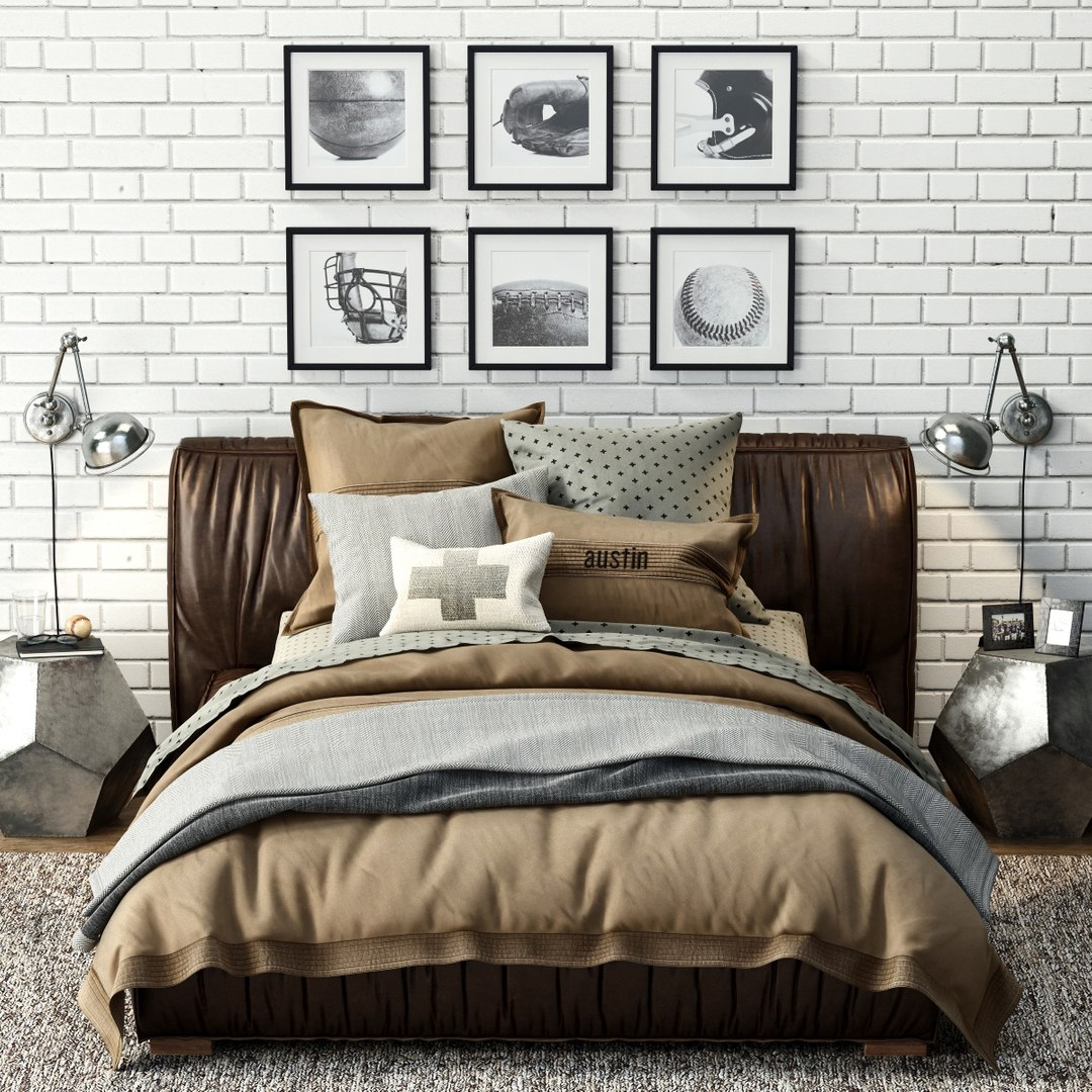 Sona Upholstered Platform Bed 3d Max
