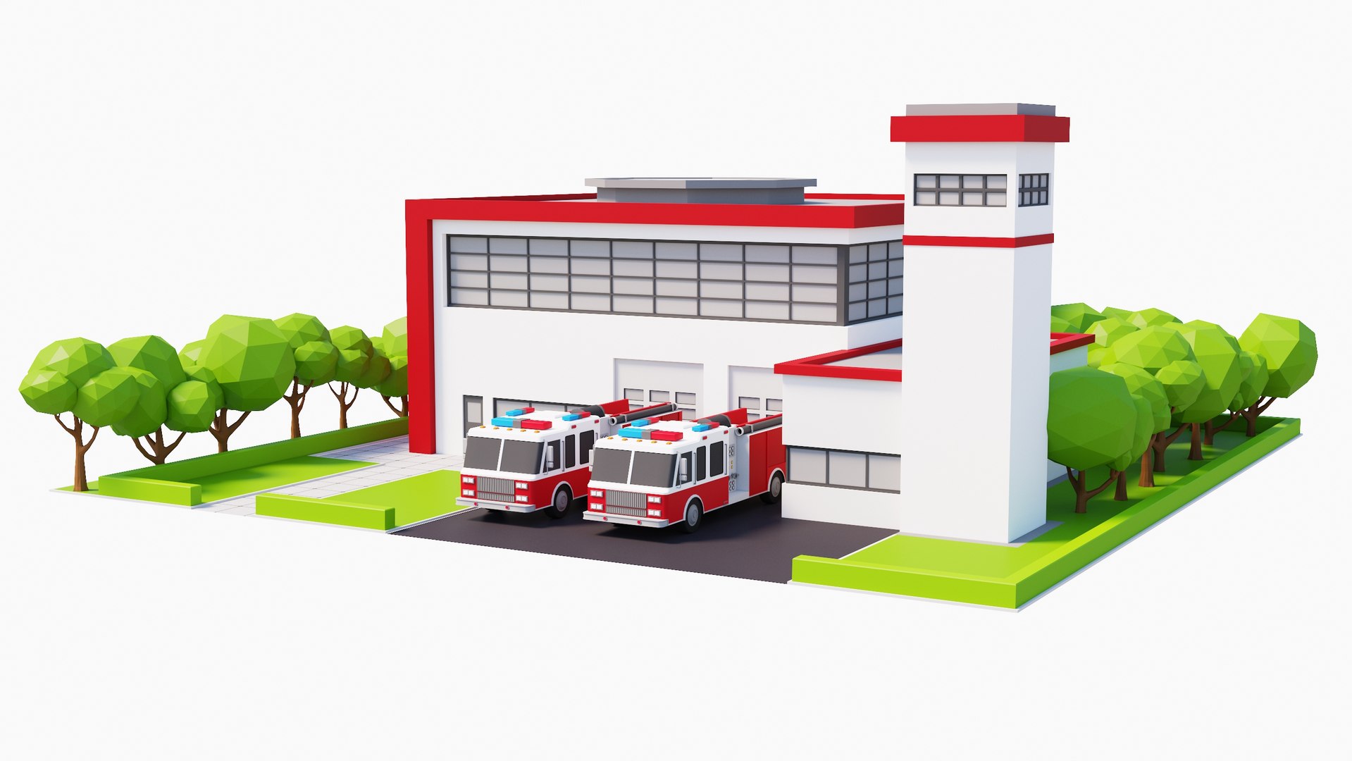 Cartoon Fire Department 3D Model - TurboSquid 1872590