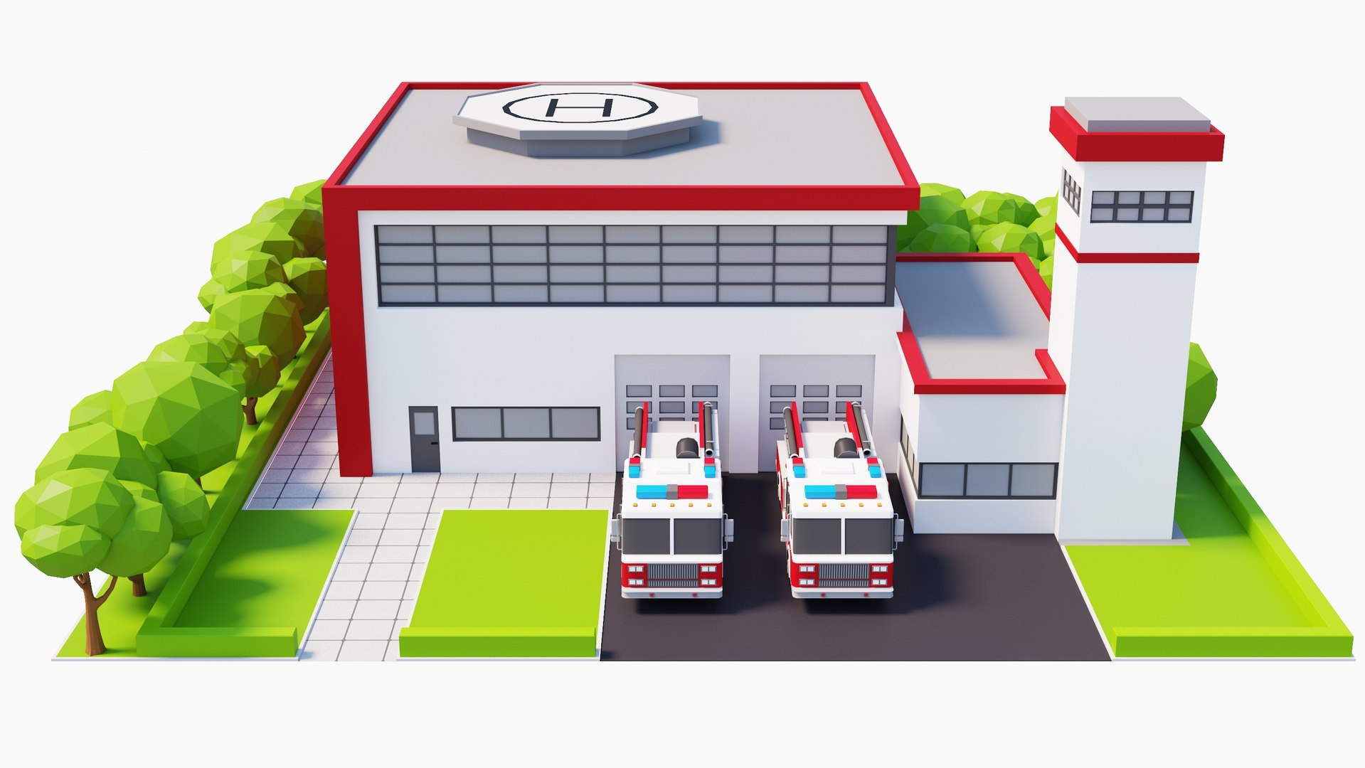 Cartoon Fire Department 3D Model - TurboSquid 1872590