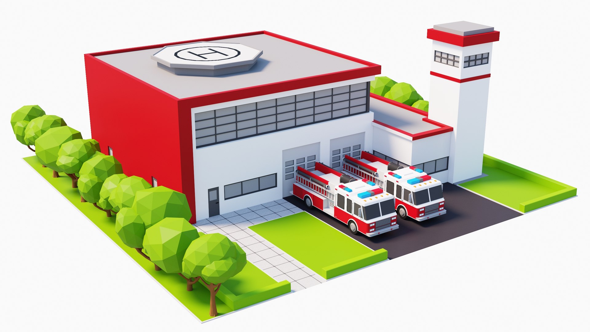 Cartoon Fire Department 3D Model - TurboSquid 1872590