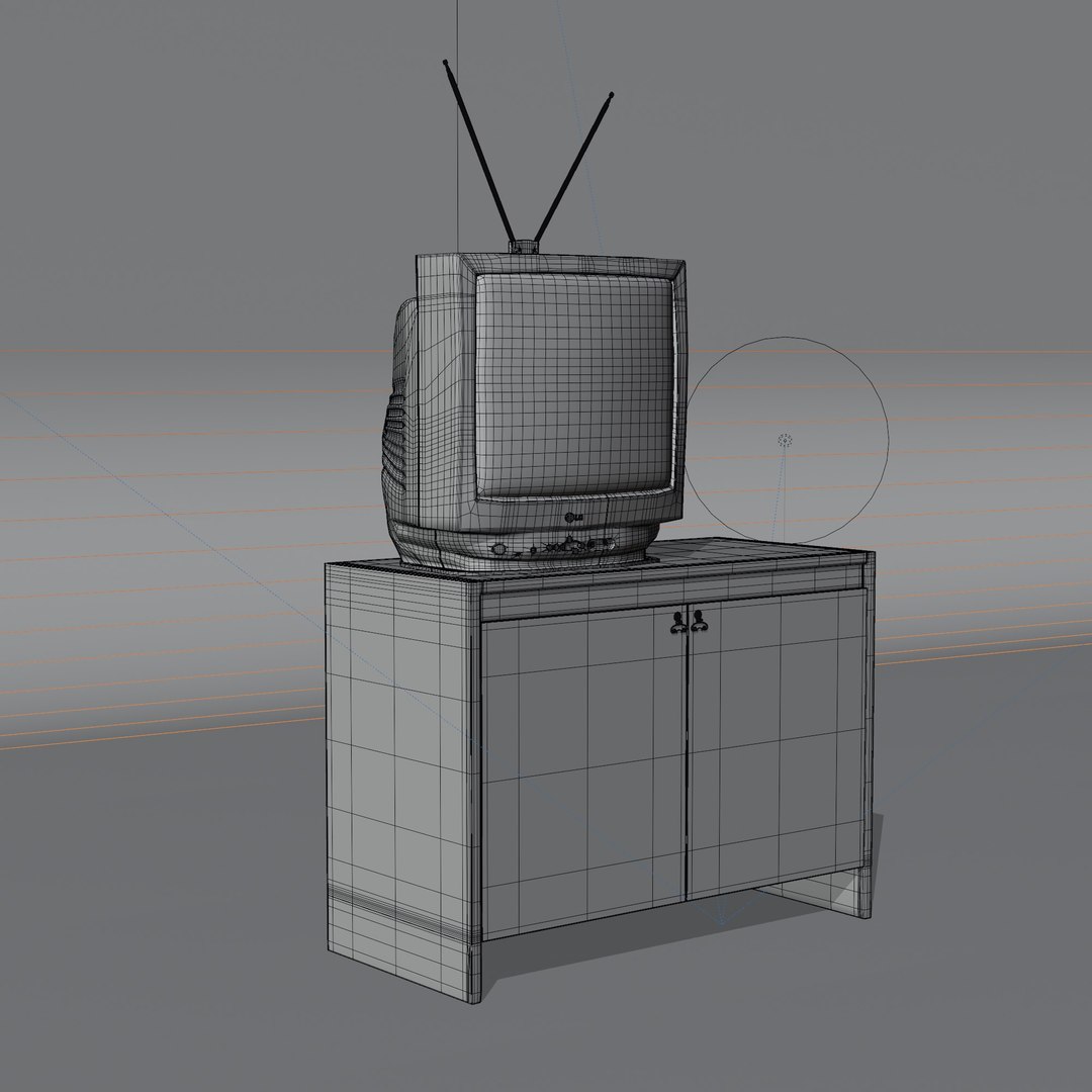 90s TV On The Wooden Closet 3D Model - TurboSquid 2103187