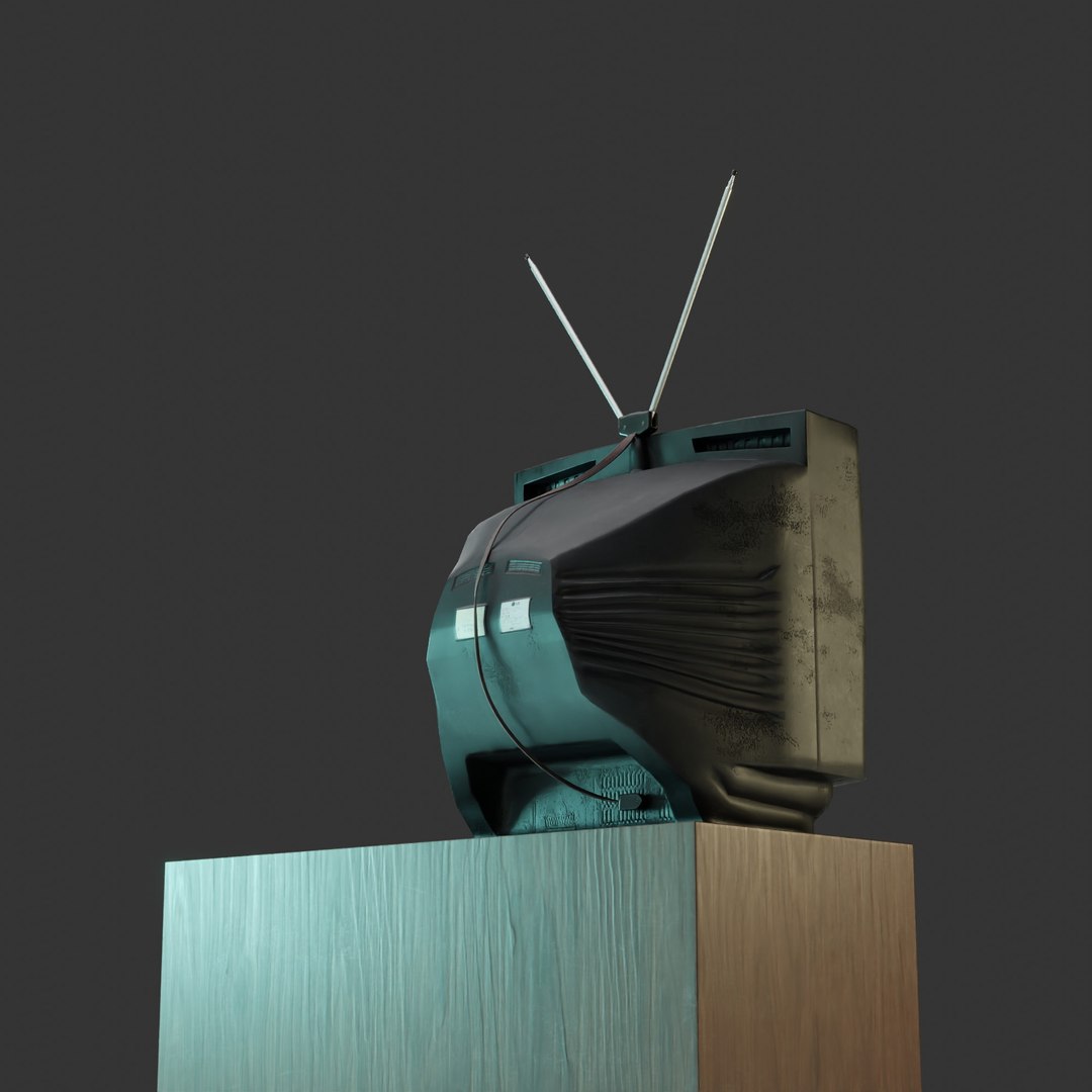 90s TV On The Wooden Closet 3D Model - TurboSquid 2103187