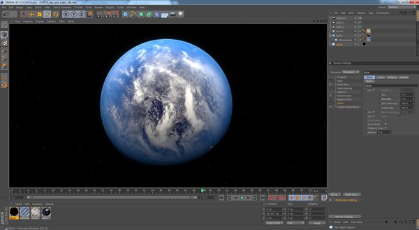 earth day night 3d c4d