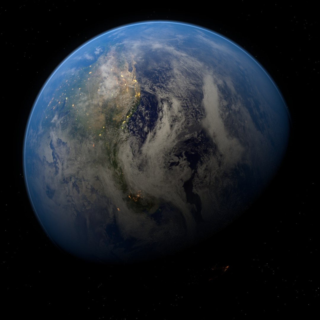earth day night 3d c4d