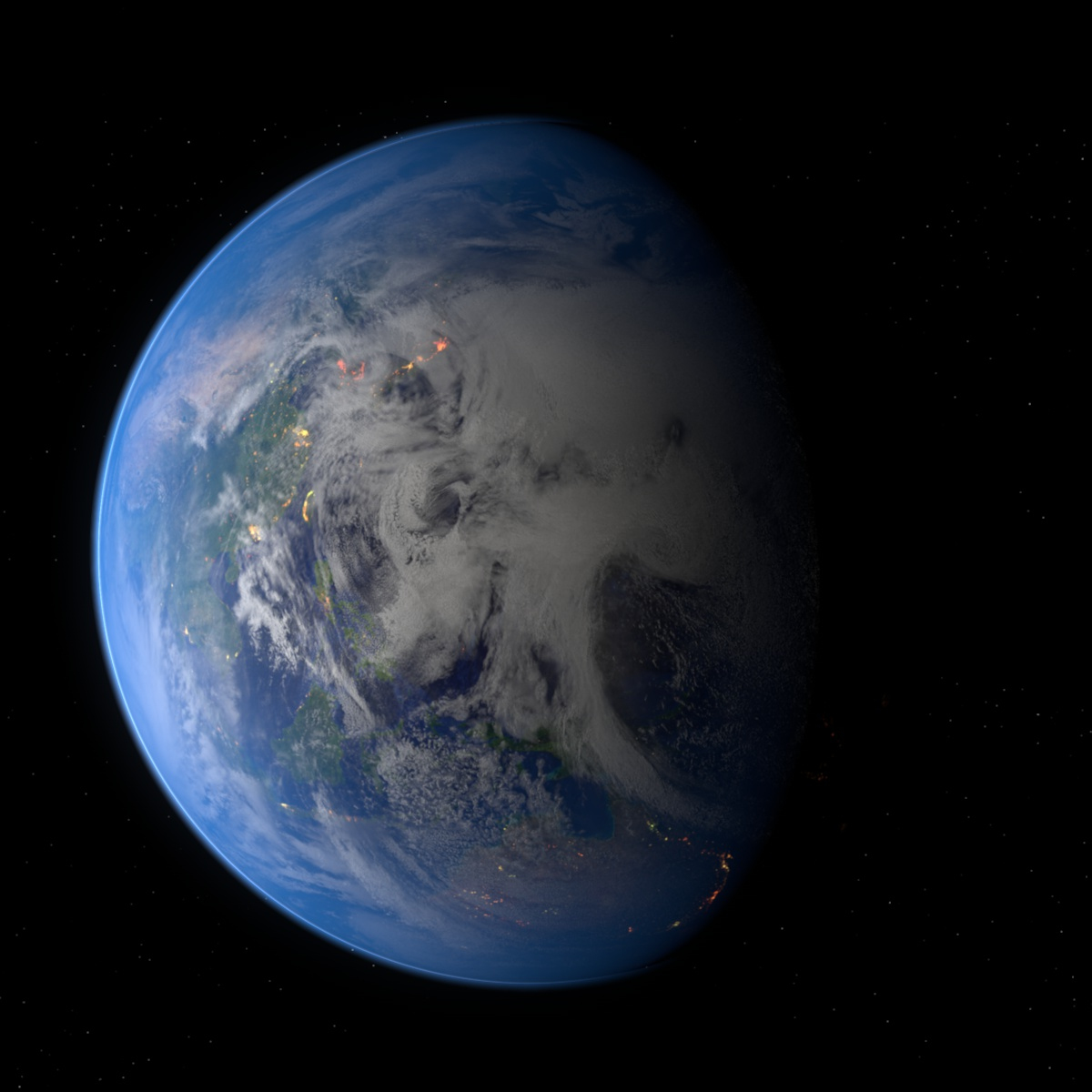 earth day night 3d c4d
